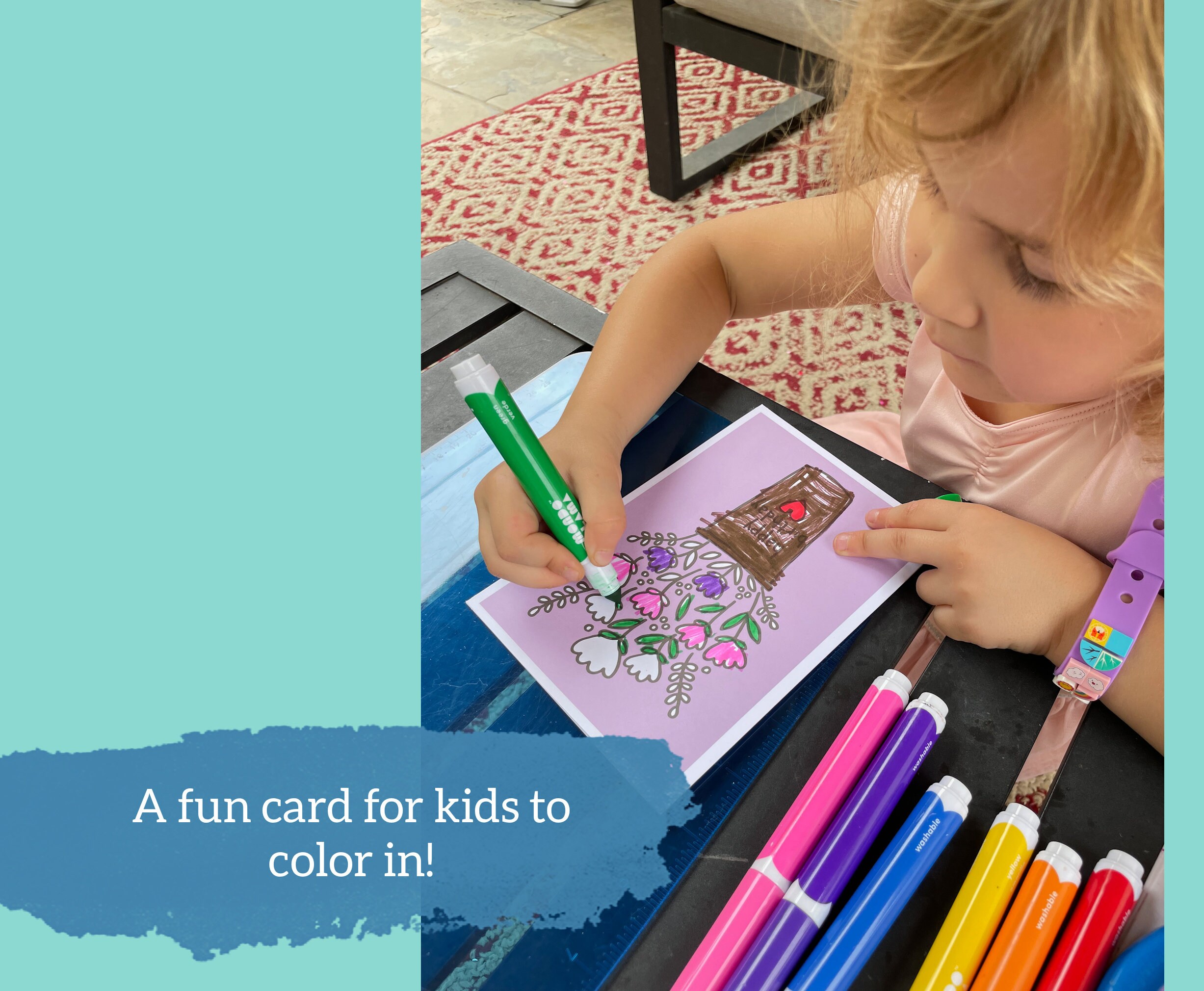 Everyday Blank Greeting Card Coloring Card for Friend 5x7 Floral Card ...
