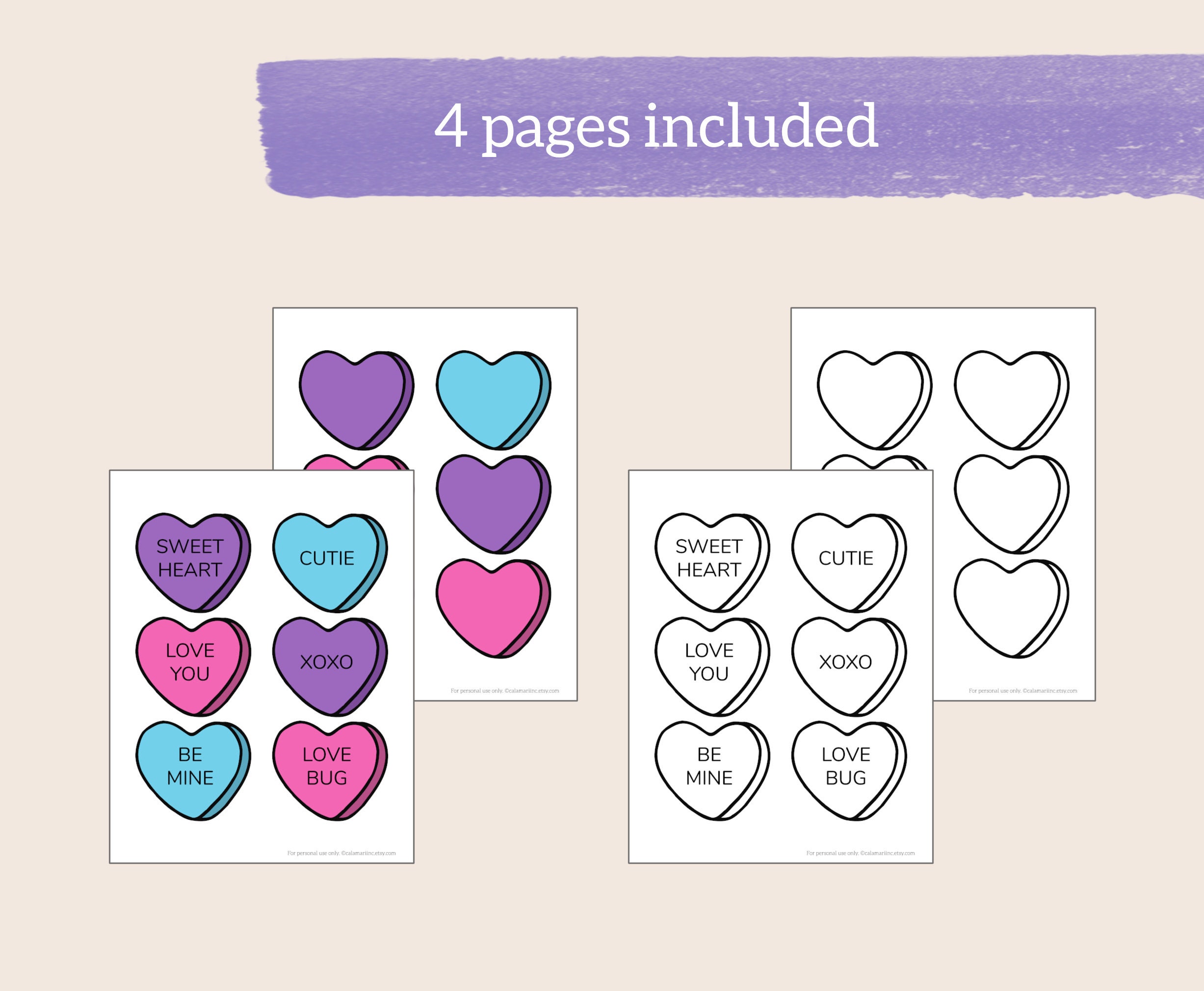 Conversation Heart Banner Printable Valentine’s Day Decor Paper Candy ...