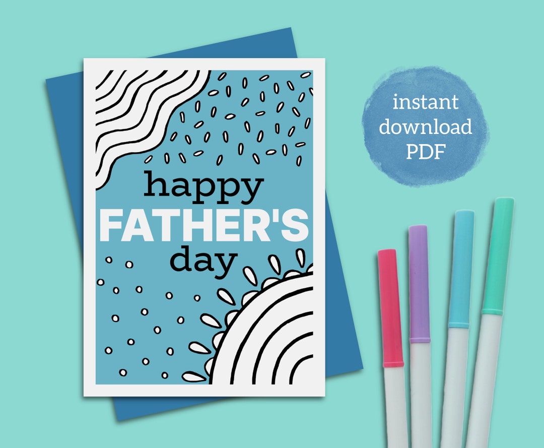 Printable Father’s Day Arts and Crafts Card for Kids to Color, 2 ...
