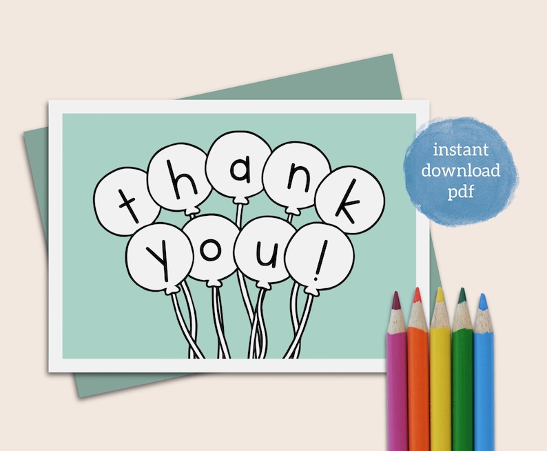 Printable Thank You Cards to Color Print Your Own Thank You Cards 5x7 ...