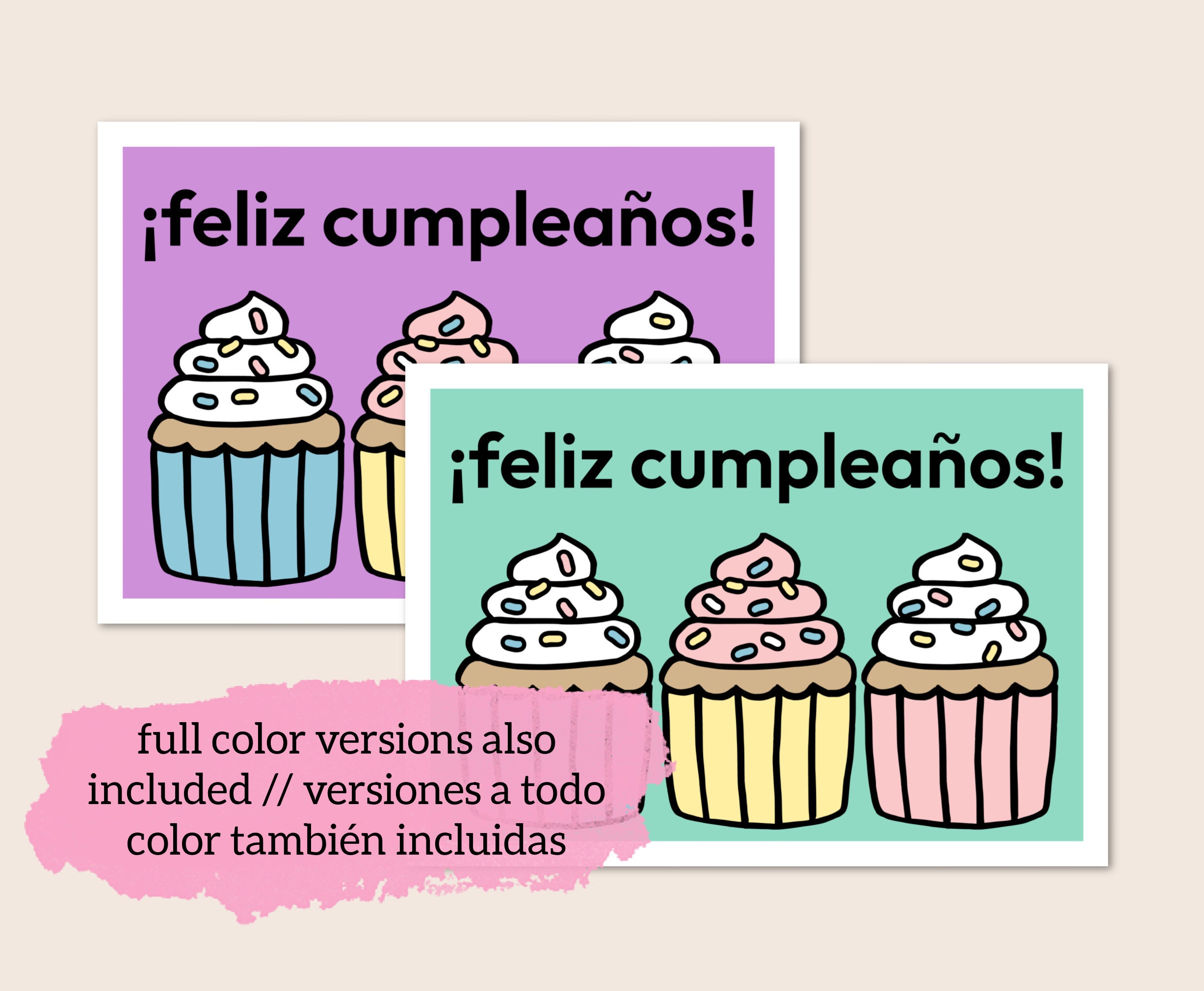Printable Spanish Birthday Coloring Card Feliz Cumpleaños PDF to Color ...