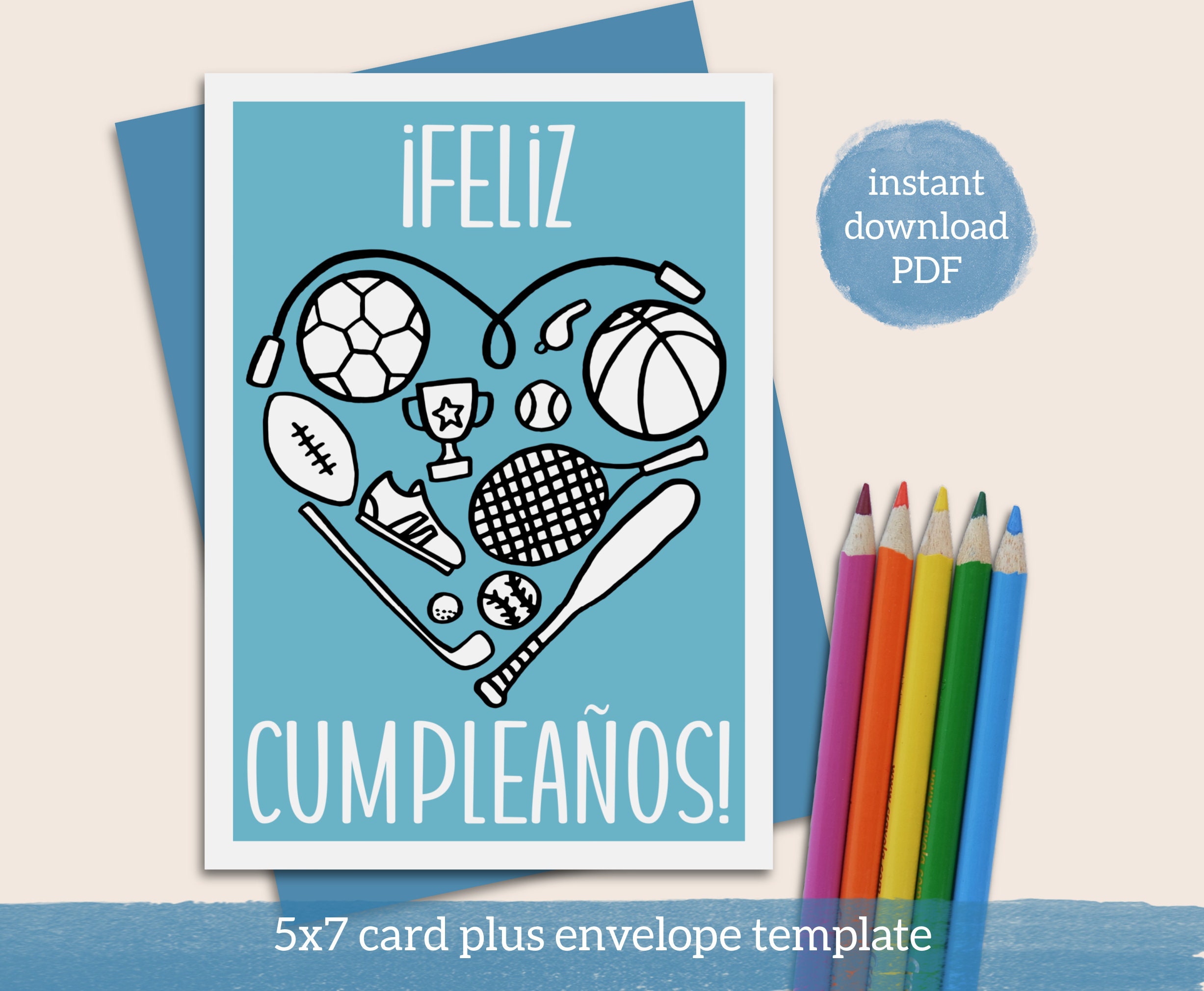 Feliz Cumpleaños Card Printable Spanish Birthday Card With Football ...