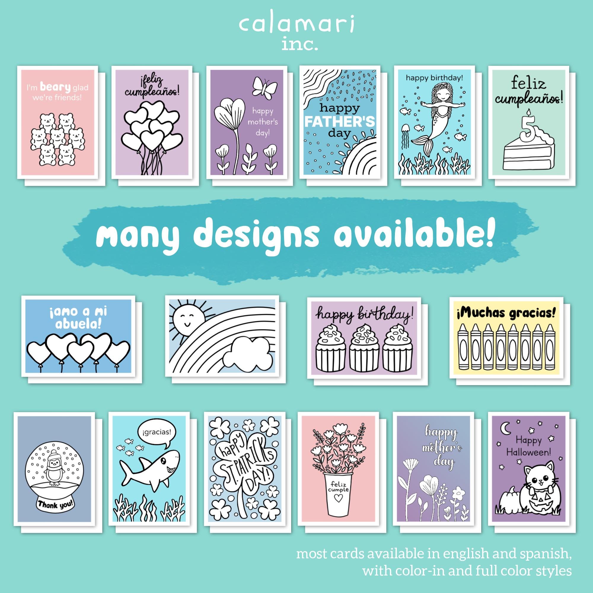 Printable Coloring Card 5x7 Blank Greeting Card With Floral Vase Plus ...