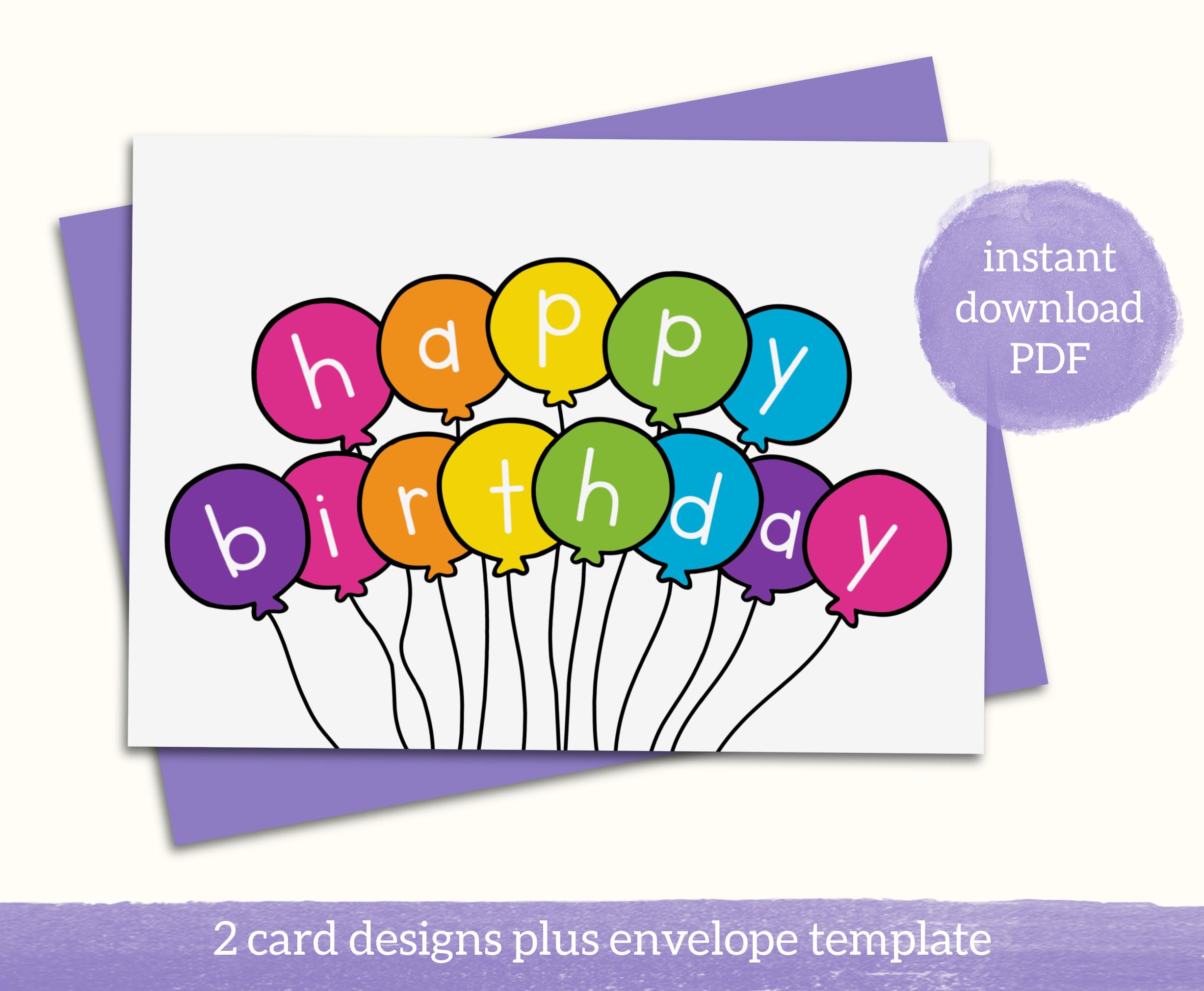 Printable Birthday Blank Inside Cards PDF With 2 Designs Included Plus ...