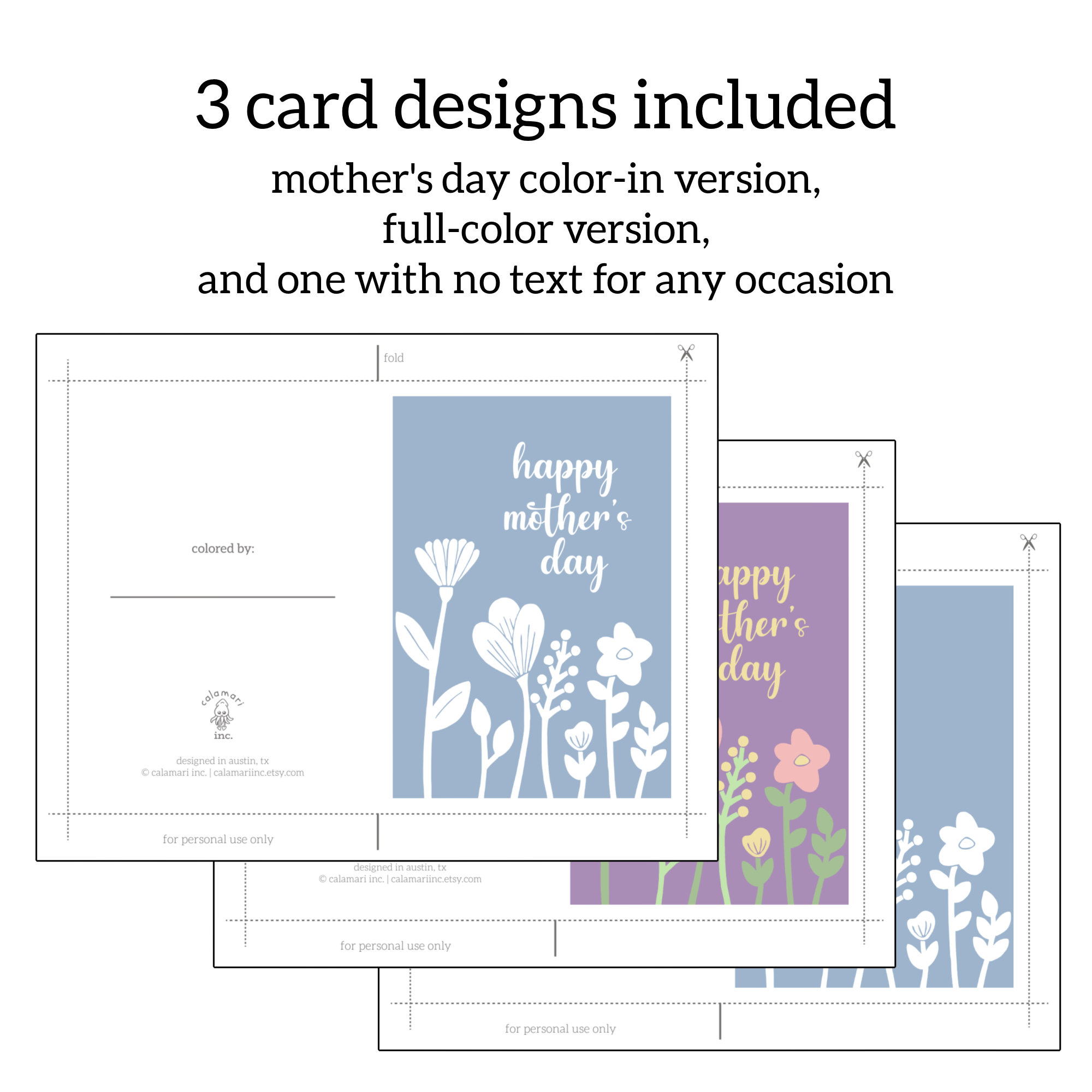 Mothers Day Coloring Cards Printable Mothers Day Card to - Etsy