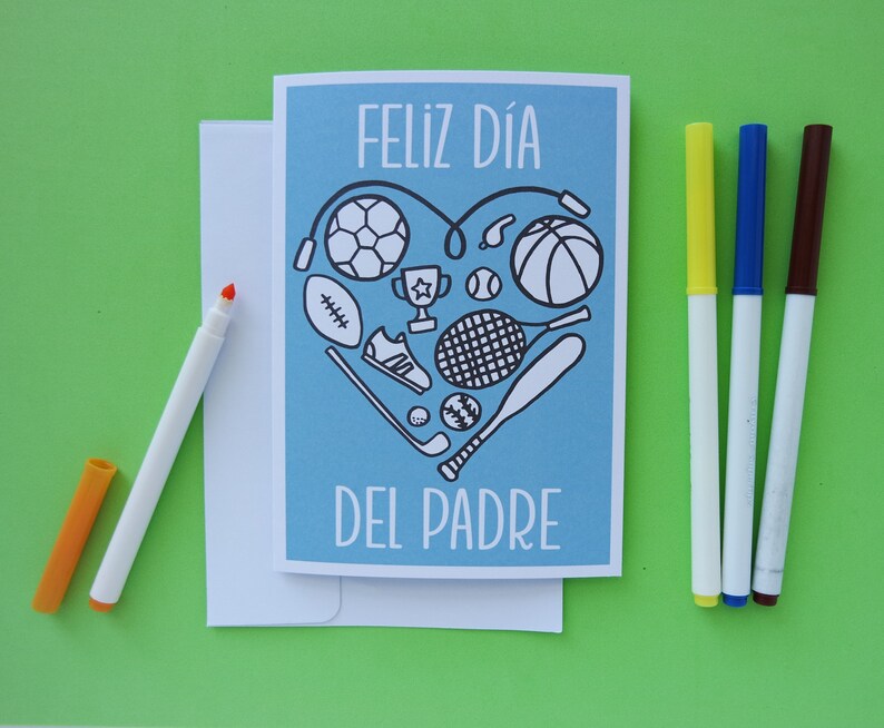 Spanish Fathers Day Card, Día Del Padre Printable Coloring Card, 2 ...