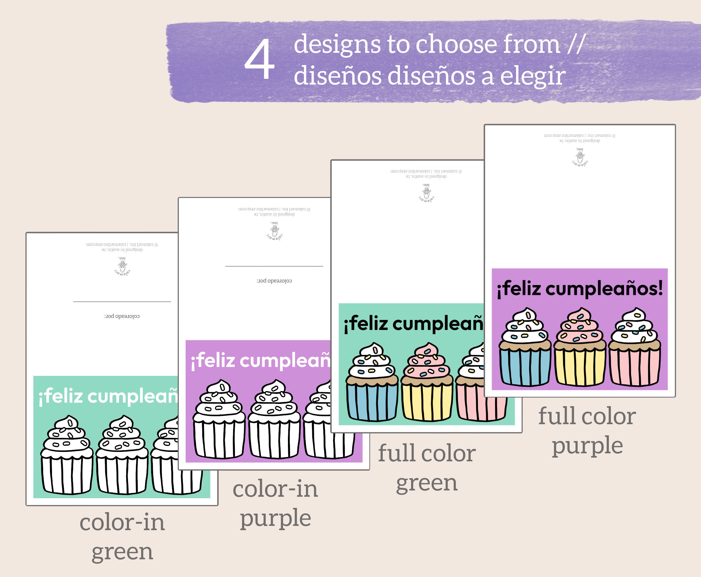 Feliz Cumple Spanish Birthday Cards 5x7 Greeting Card and Envelope for ...