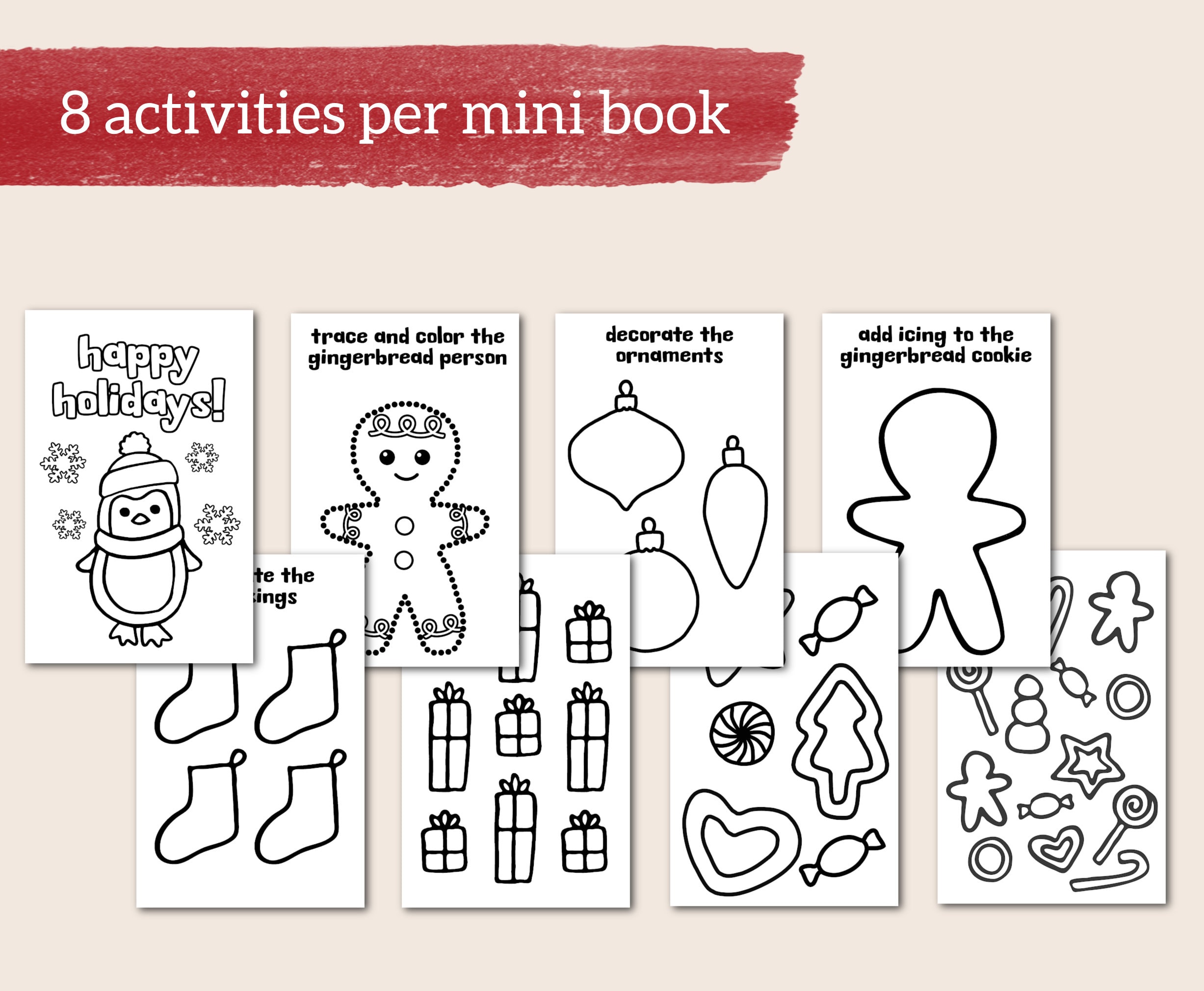 Christmas Mini Coloring Book Printable Stocking Stuffers Filler Ideas ...