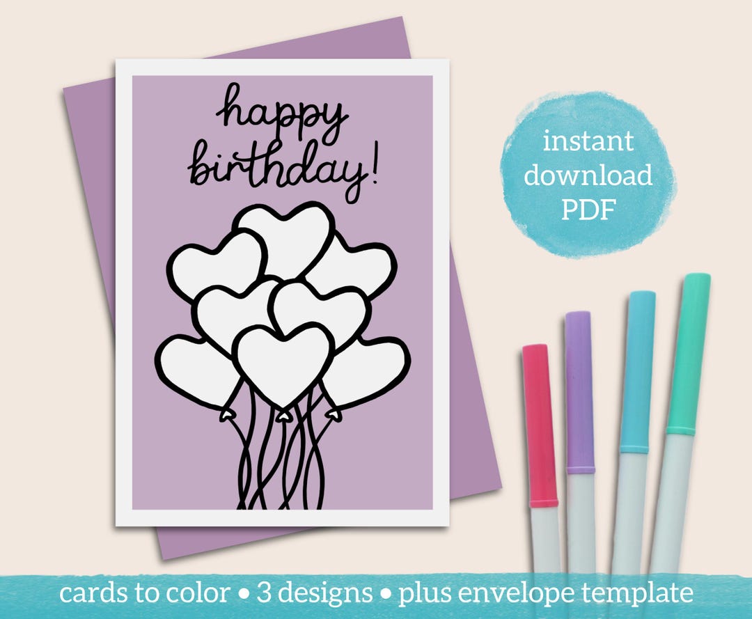 Printable Coloring Happy Birthday Cards Coloring Pages With Envelope ...