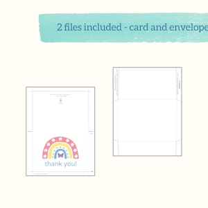 Cute Rainbow Printable Thank You Cards PDF With Envelope - Etsy