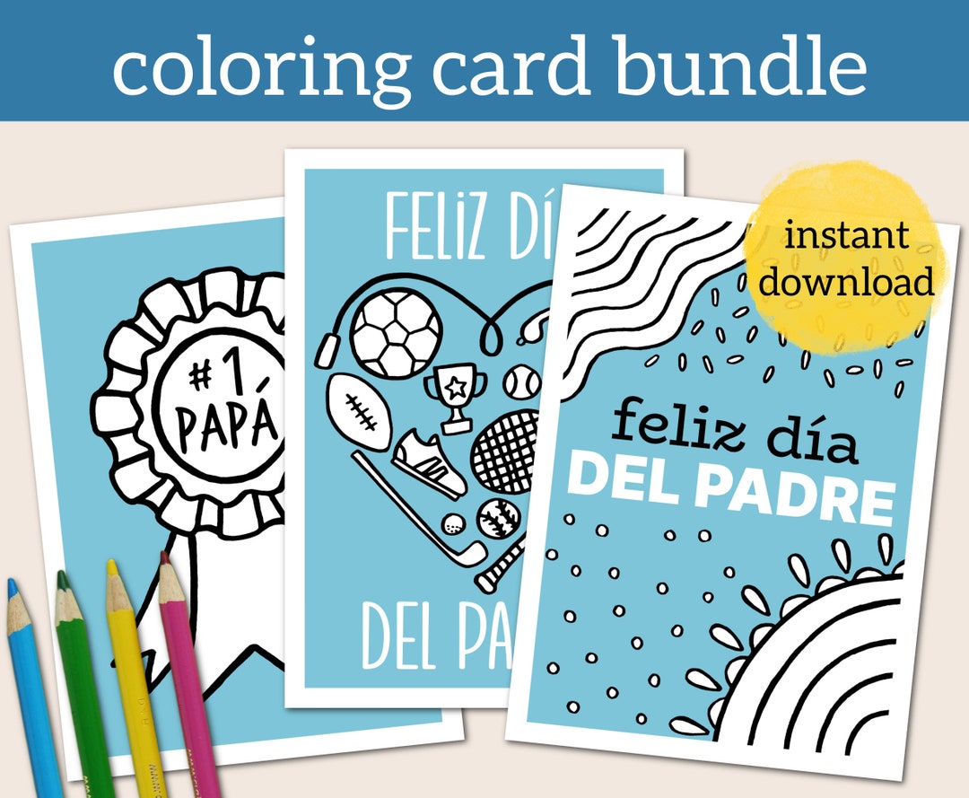 Printable Spanish Father’s Day Coloring Card Bundle 3 Día Del Padre ...