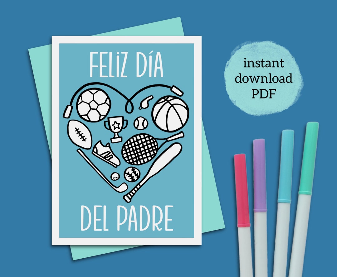 Spanish Fathers Day Card, Día Del Padre Printable Coloring Card 2 ...