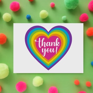 Thank You Card Printable Rainbow Design Thank You Notes to Print, 3 ...