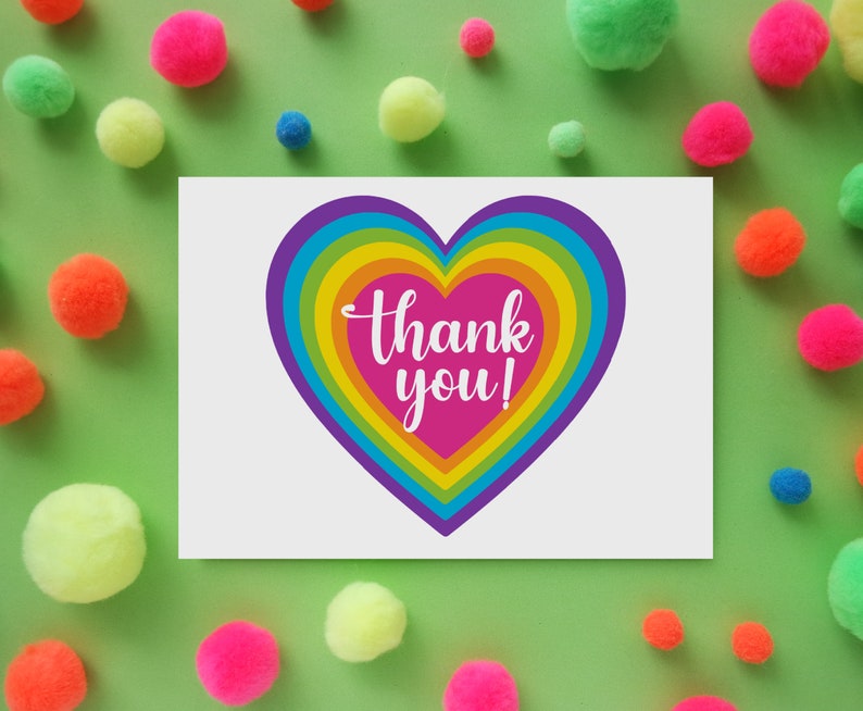 Thank You Card Printable Rainbow Design Thank You Notes to - Etsy