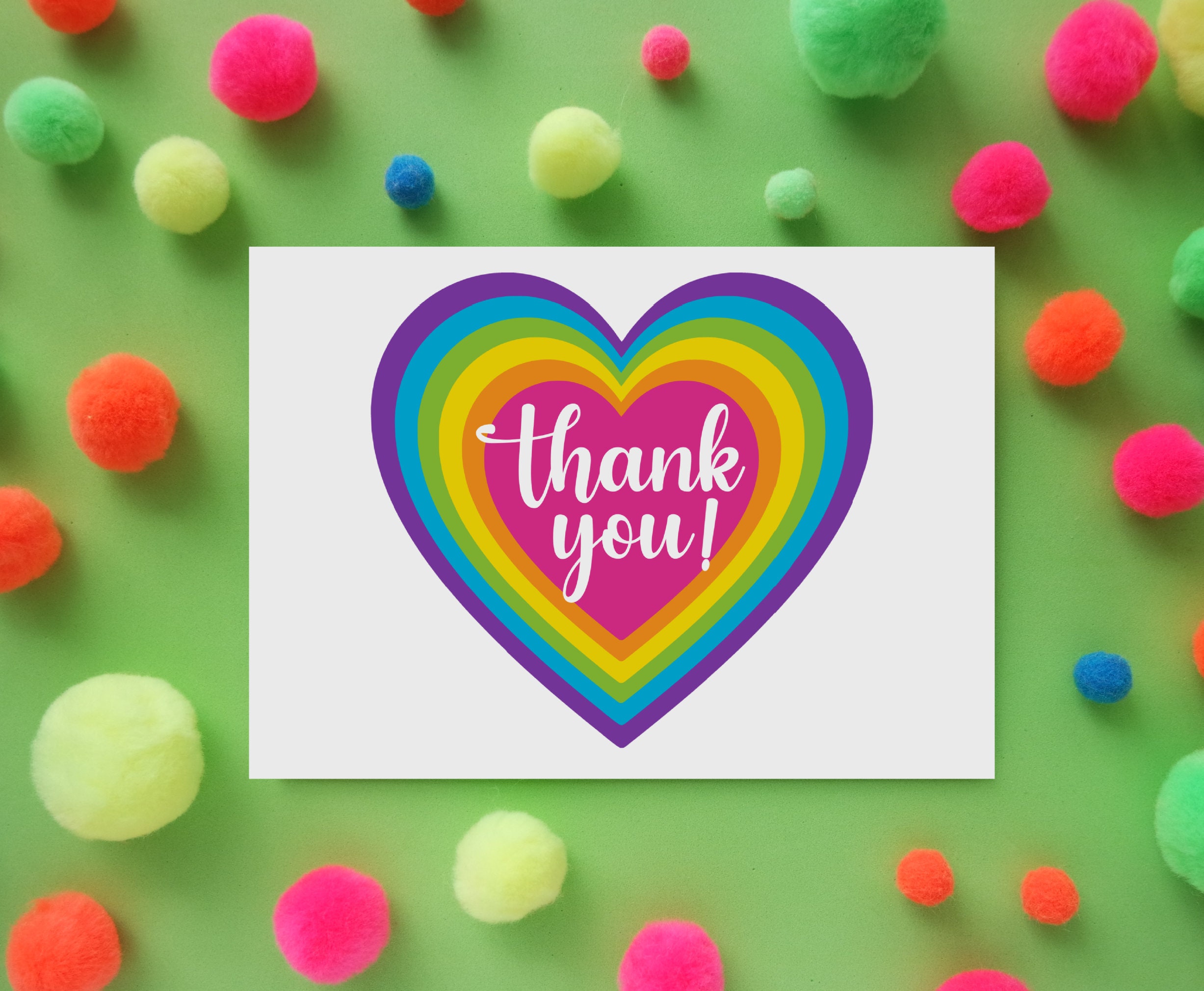 Thank You Card Printable Rainbow Design Thank You Notes to Print, 3 ...
