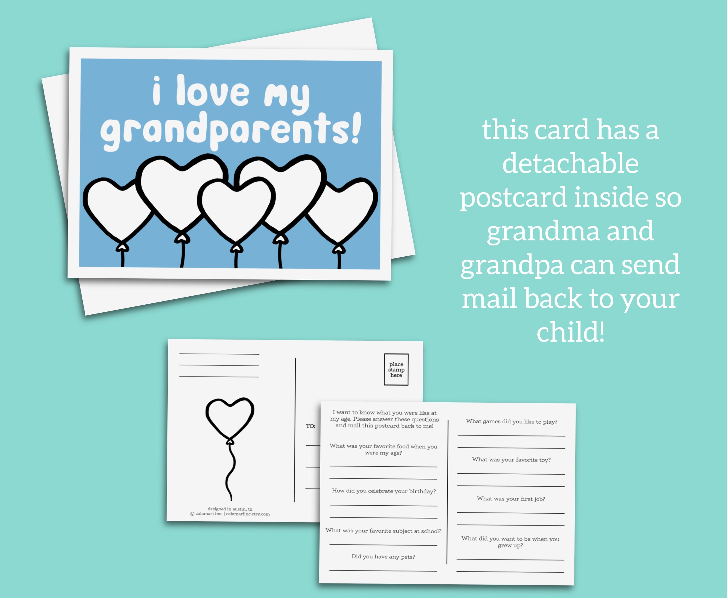 Grandparents Day Card Printable for Grandma Grandpa With Envelope and ...