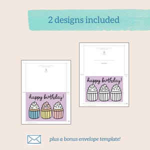 Printable Coloring Birthday Cupcake Cards PDF With 2 Card Designs Plus ...