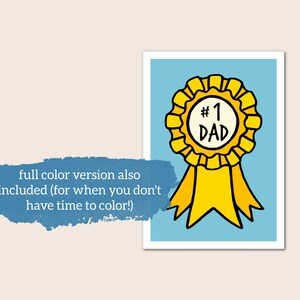 Number 1 Dad Happy Father’s Day Coloring Page Card Printable - Etsy