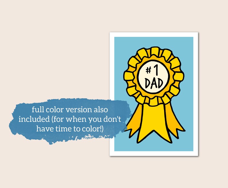 Number 1 Dad Happy Father’s Day Coloring Page Card Printable - Etsy