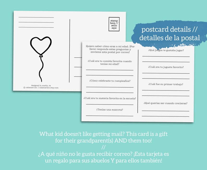 Grandparents Day Card in Spanish for Abuelos With Postcard Inside - Etsy