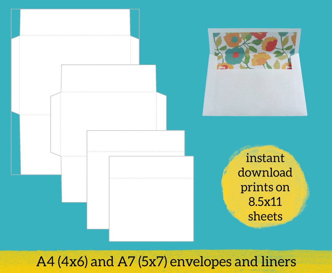 A7 and A4 Envelope Template Printable 4x6 and 5x7 Envelope Printing ...