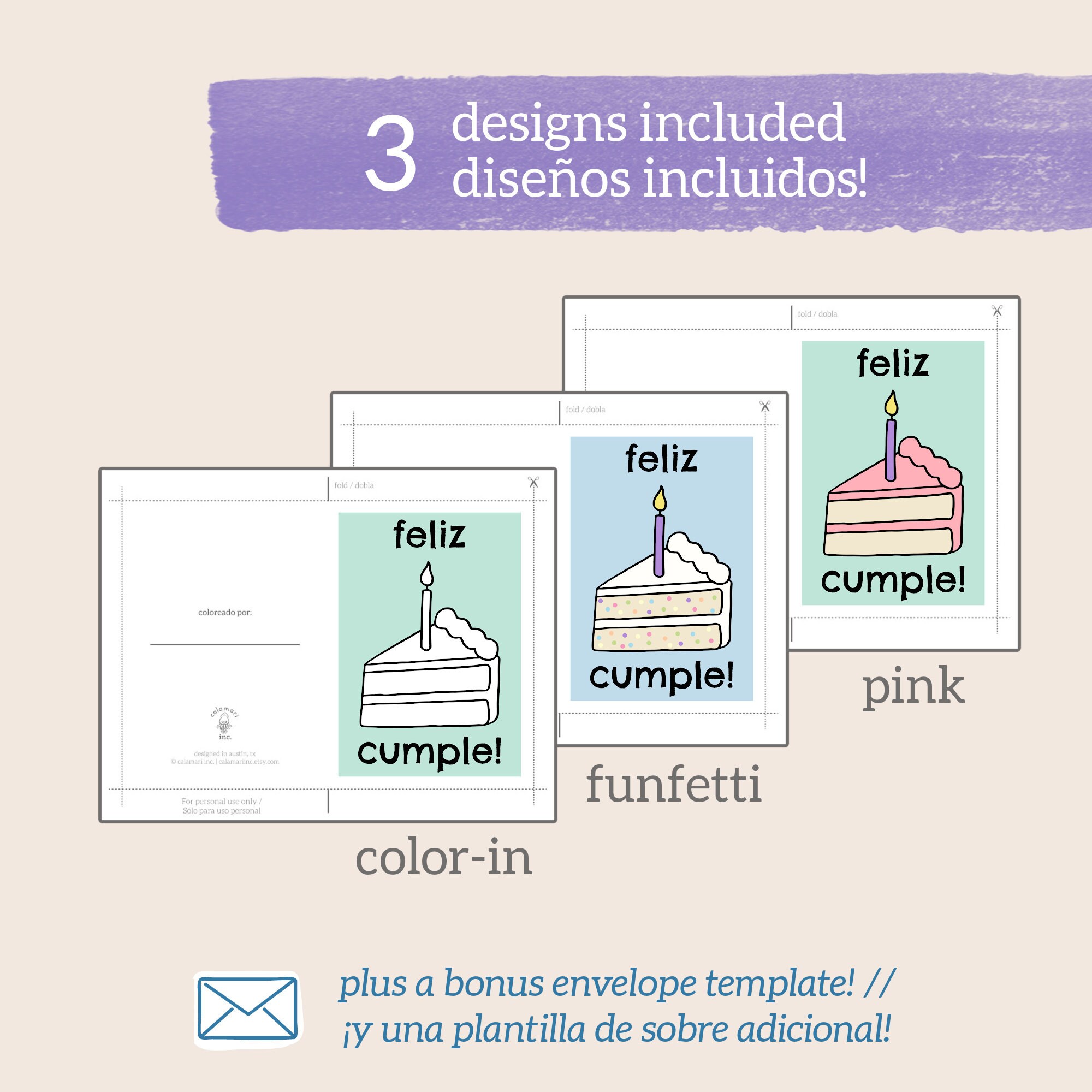 Feliz Cumpleaños Happy Birthday Cards in Spanish Printable Coloring ...