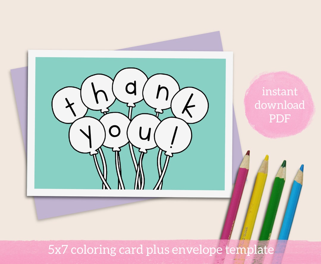 Printable Thank You Cards to Color Print Your Own Thank You Cards, 5x7 ...