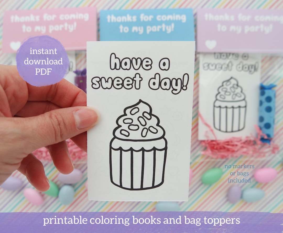 Mini Coloring Book Birthday Party Favors With Printable Thank You Party ...