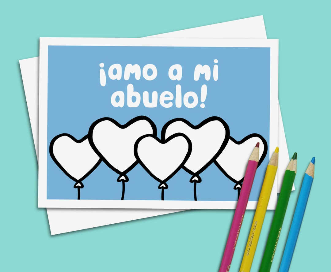 Grandparents Day Card for Abuelo Día De Los Abuelos 5x7 Card to Color ...