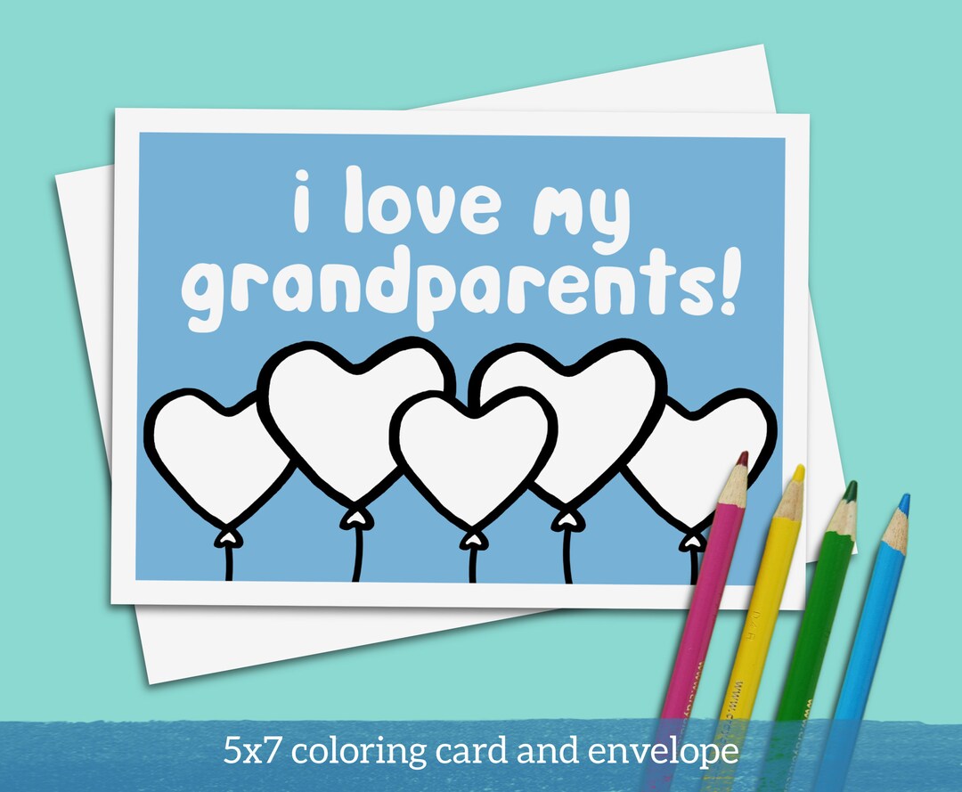 Grandparents Day 5x7 Coloring Card for Grandma Grandpa With Envelope ...