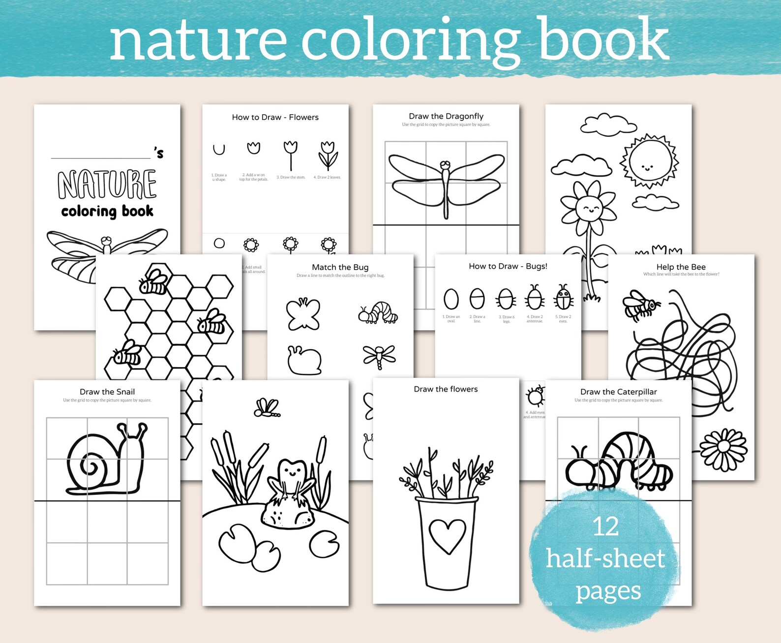 Nature and Bug Coloring Pages for Preschool to Kindergarten Activity ...