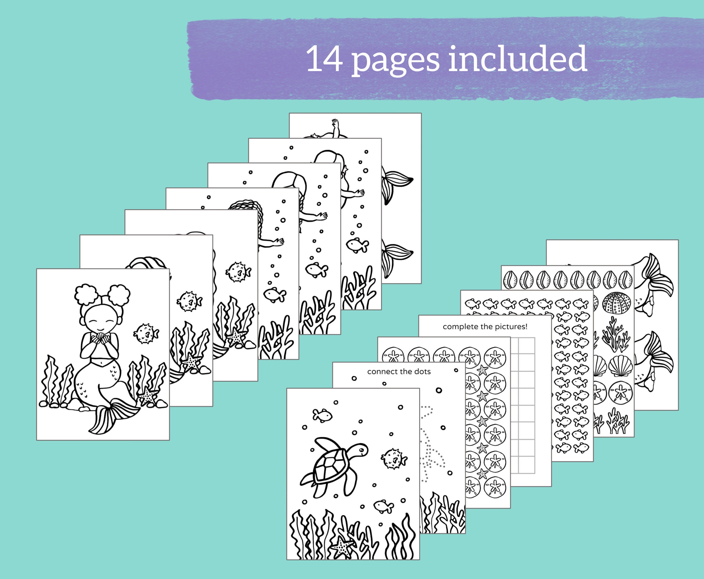 Mermaid Printable Under the Sea Coloring Pages Birthday Party ...