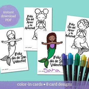 Mermaid Spanish Valentine's Day Cards Printable Feliz Dia De San ...