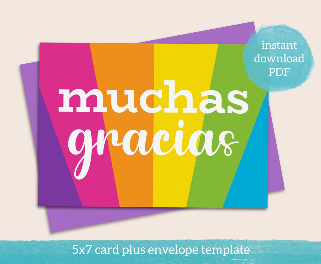 Spanish Thank You Note Printable Card Muchas Gracias, 3 Designs ...