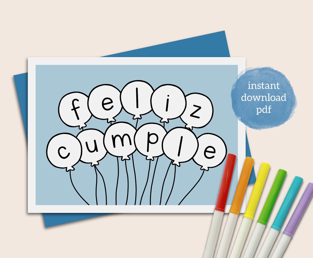 Spanish Birthday Card PDF Feliz Cumpleaños Card in Spanish Printable ...