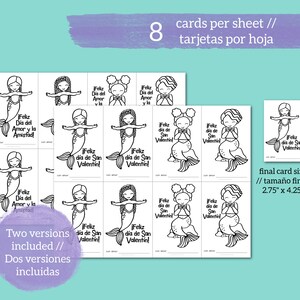 Mermaid Spanish Valentine's Day Cards Printable Feliz Dia De San ...