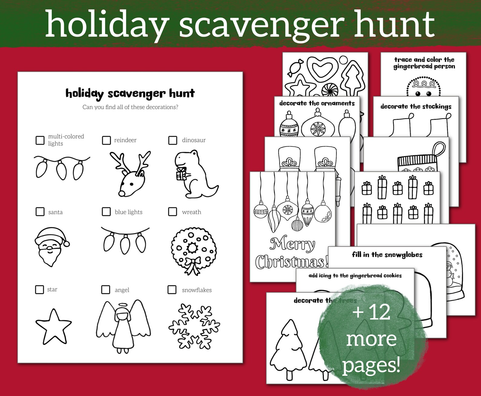 Printable Christmas Lights Scavenger Hunt Plus 12 Other - Etsy