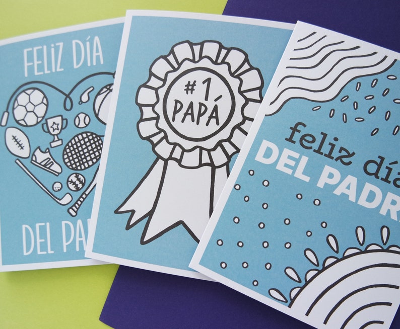 Printable Spanish Fathers Day Coloring Card Bundle 3 Día Del - Etsy