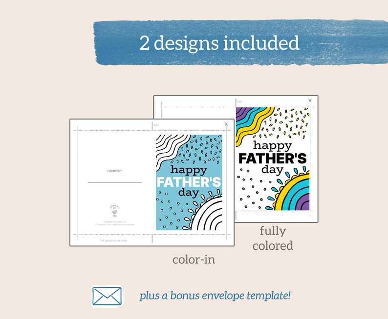 Printable Father’s Day Arts and Crafts Card for Kids to Color, 2 ...