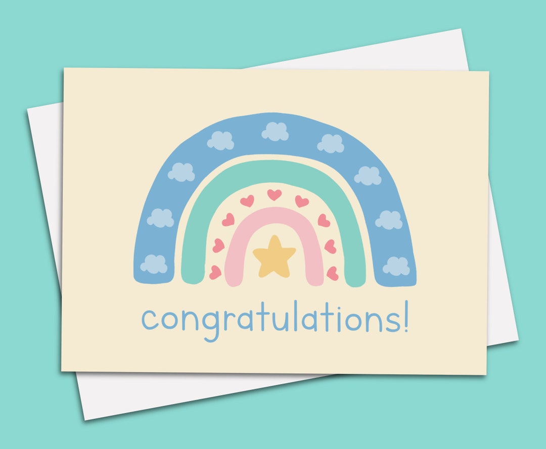 Modern Rainbow New Baby Card Congratulations on Your Baby Boy and Baby ...