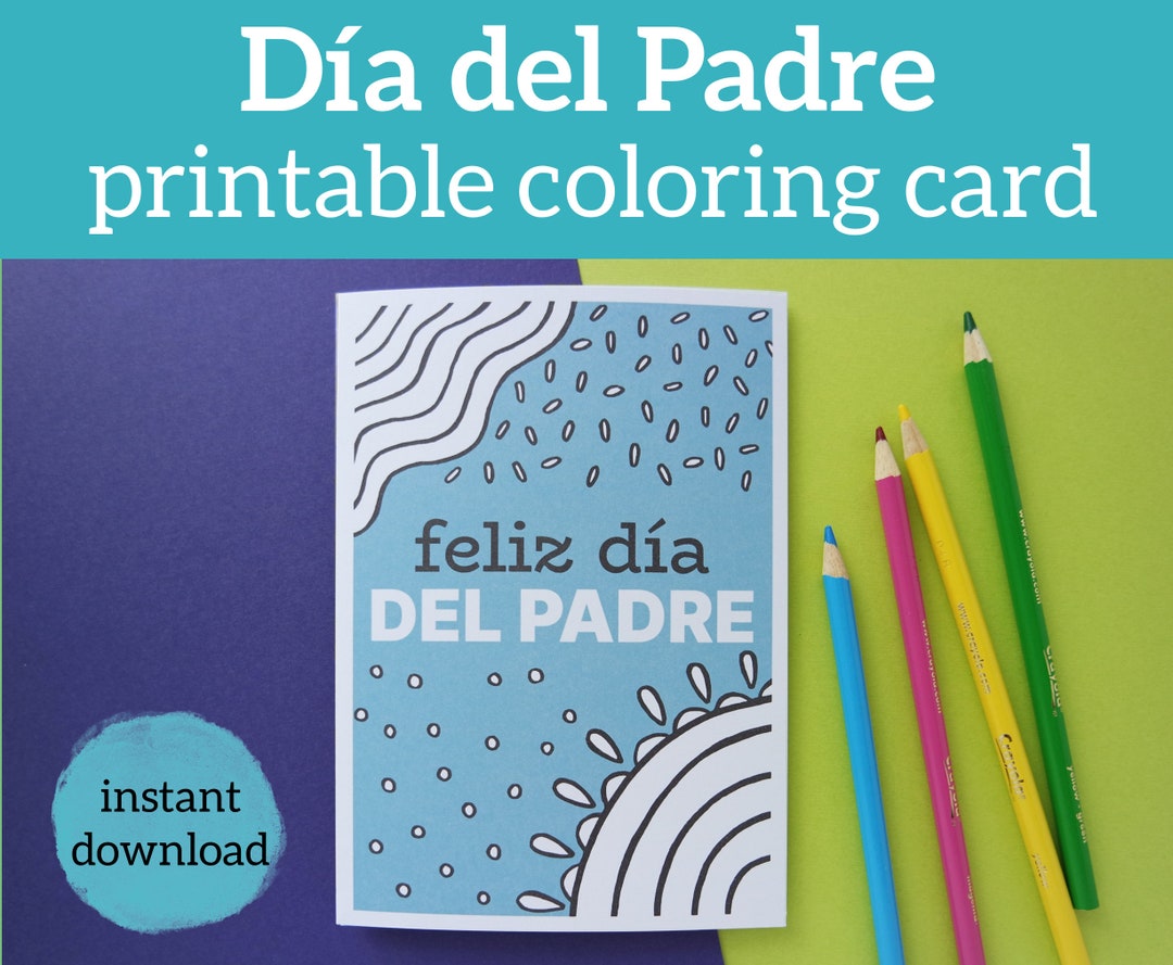 Fathers Day in Spanish Printable Card for Kids to Color 2 - Etsy