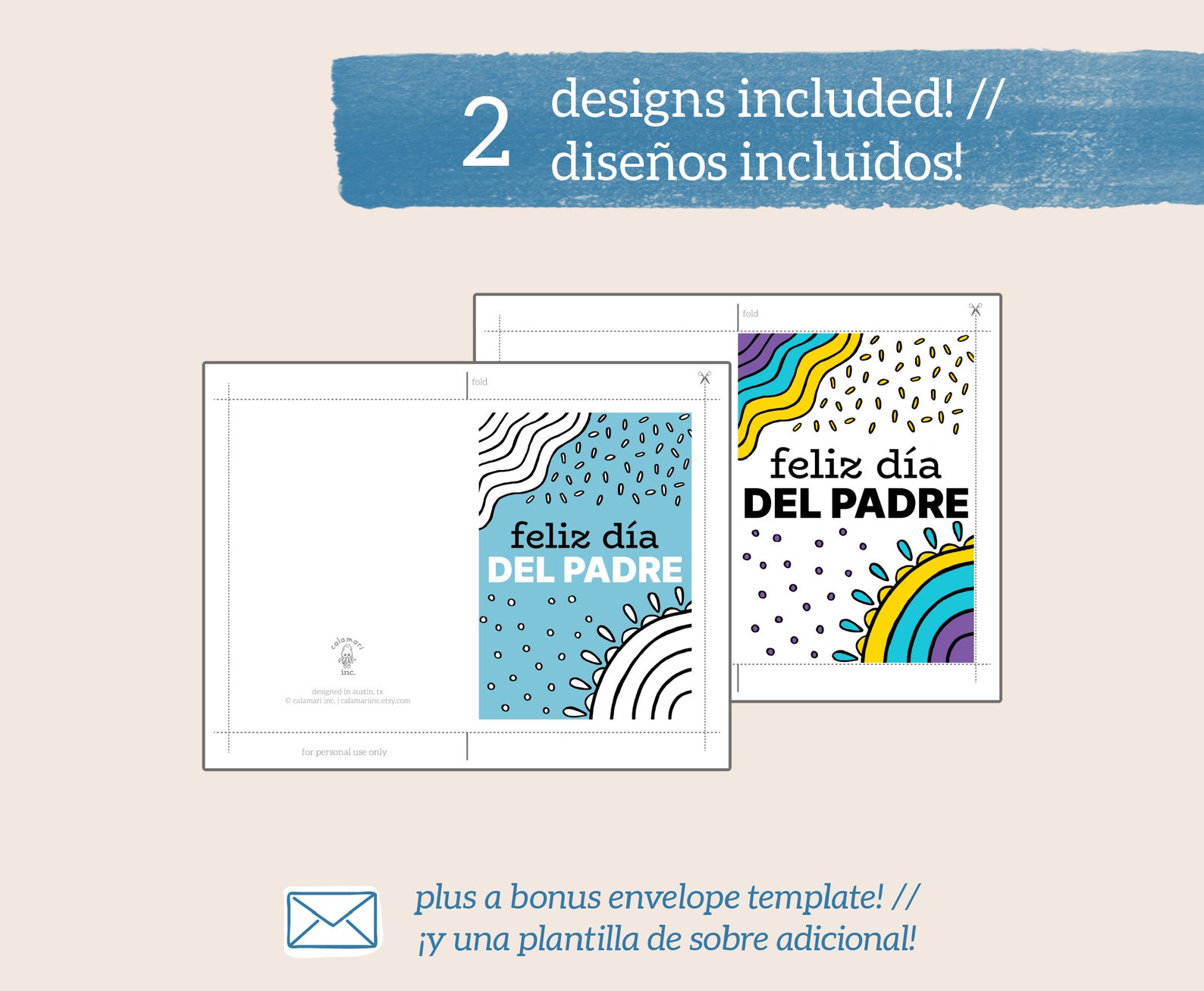 Fathers Day in Spanish Printable Card for Kids to Color 2 Designs Plus ...