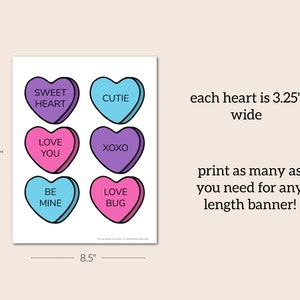 Conversation Heart Banner Printable Valentines Day Decor Paper Candy ...