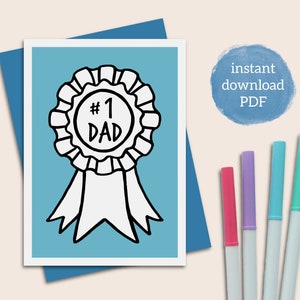 Number 1 Dad Happy Father’s Day Coloring Page Card Printable - Etsy