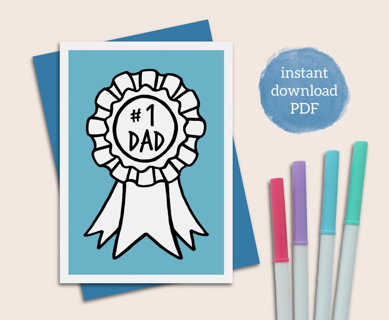 Number 1 Dad Happy Father’s Day Coloring Page Card Printable - Etsy