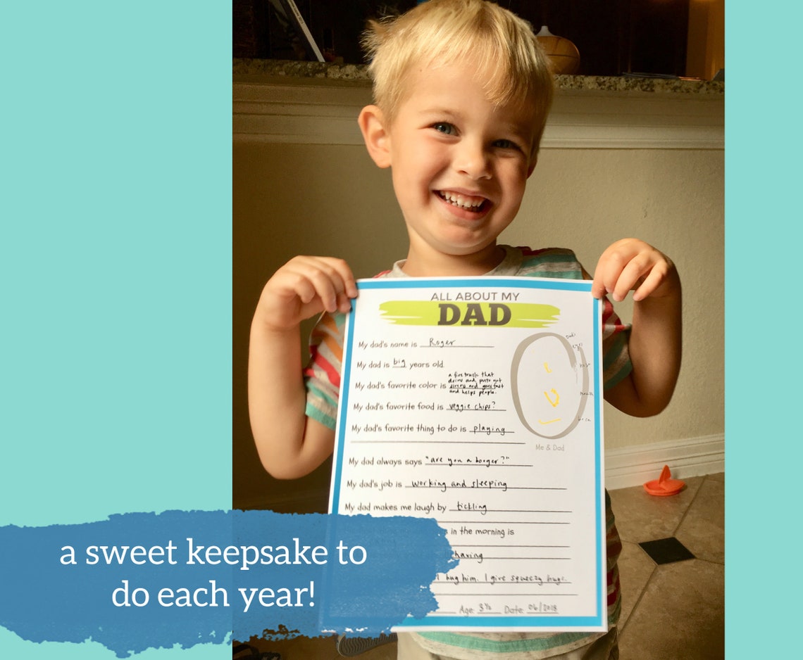 All About My Dad Printable Worksheet Father's Day - Etsy
