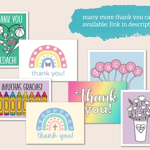 Cute Rainbow Printable Thank You Cards PDF With Envelope - Etsy
