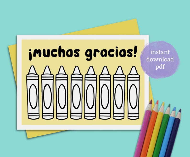 Spanish Teacher Appreciation Coloring Card Printable 2 Designs Included ...