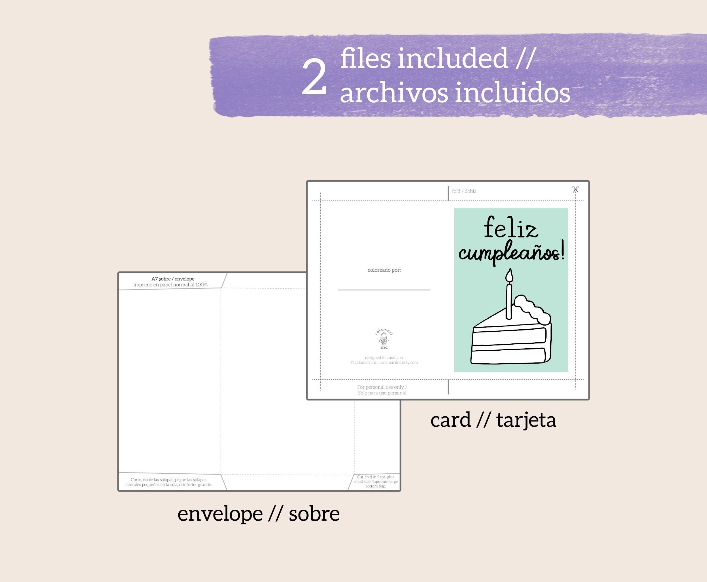 Feliz Cumpleaños Happy Birthday Cards in Spanish Printable Coloring ...