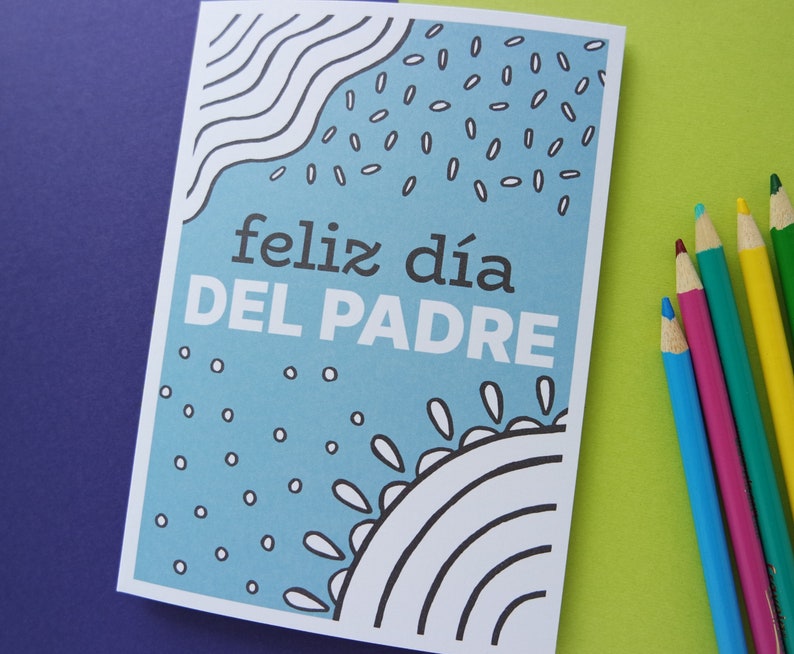 Fathers Day in Spanish Printable Card for Kids to Color 2 Designs Plus ...